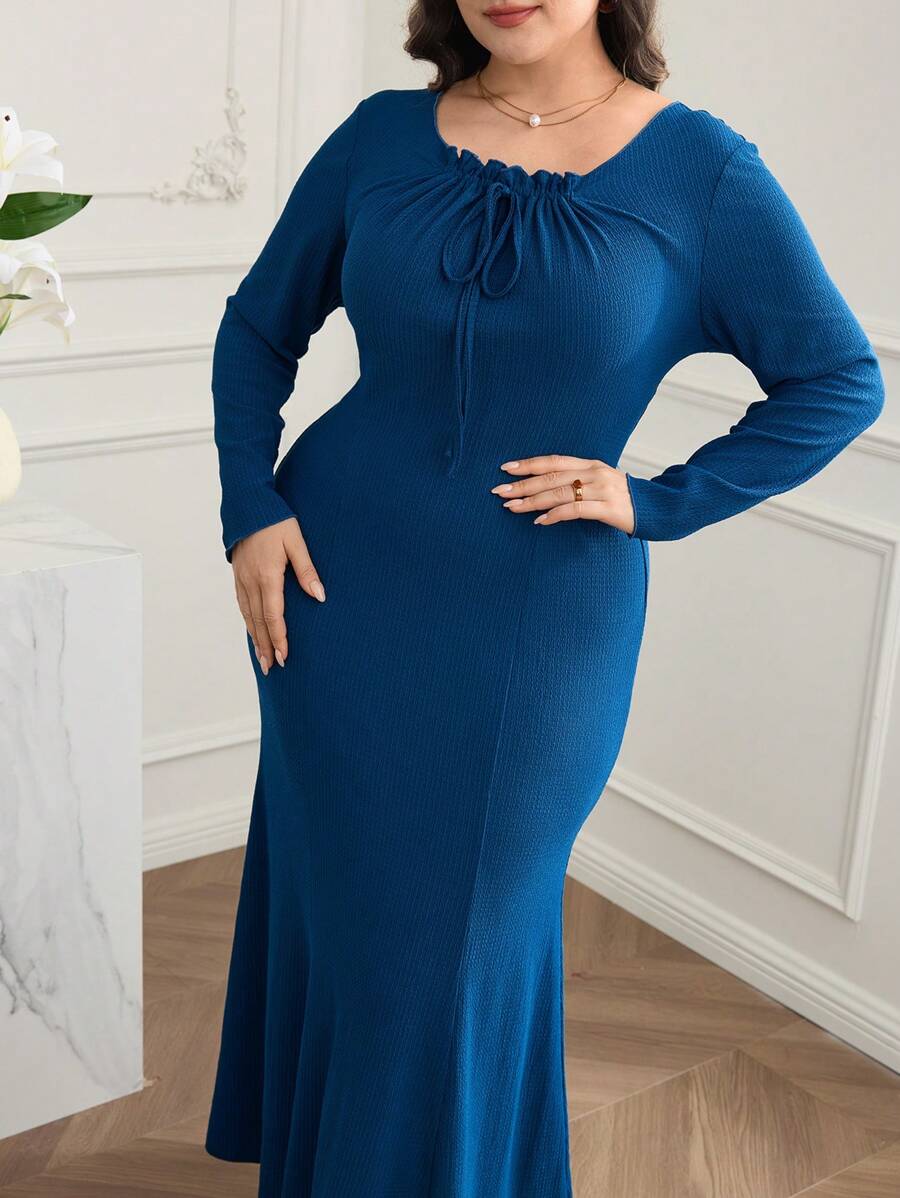 SHEIN Mulvari Plus Size Women Elegant Solid Color Mermaid Style Arabic ...