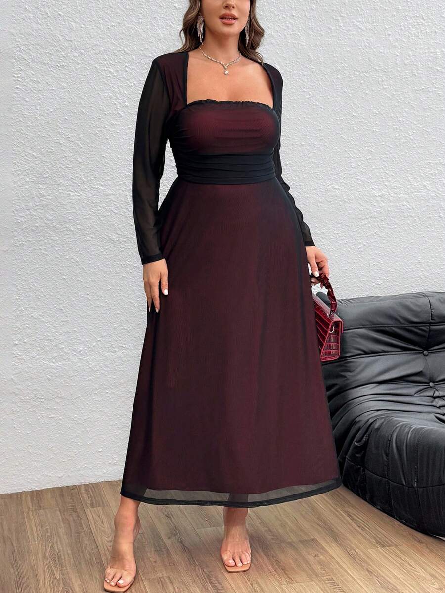 Firerie Plus Size Elegant Sexy Party, Date, Valentine's Red Mesh ...