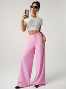 SHEIN ICON Women's Loose Fitting Pants With Oversized Bow Back Design ...