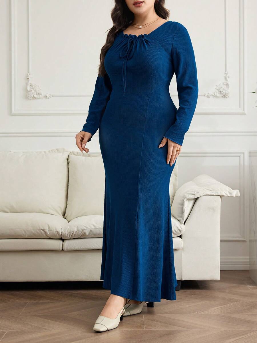SHEIN Mulvari Plus Size Women Elegant Solid Color Mermaid Style Arabic ...