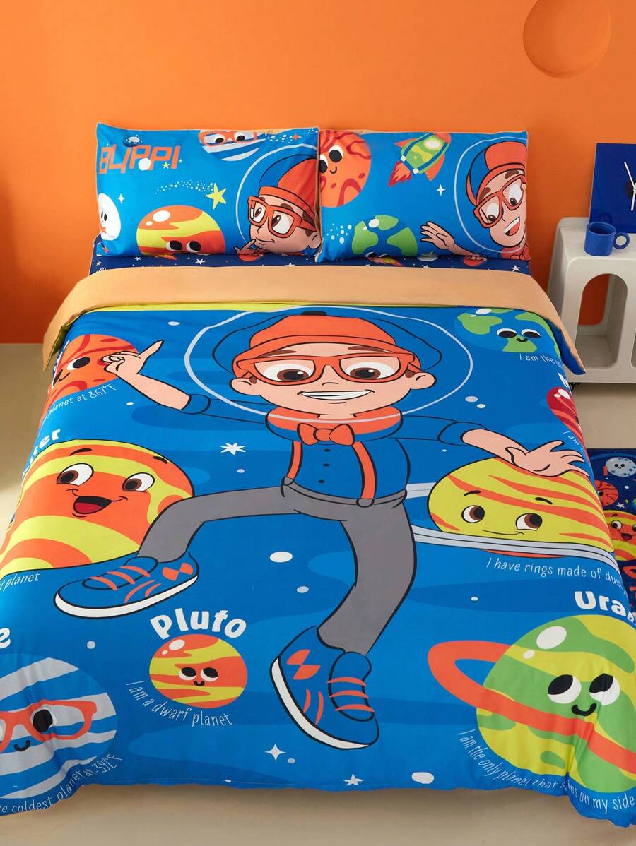 Blippi X SHEIN Funny Cartoon Print Bedding Set | SHEIN USA