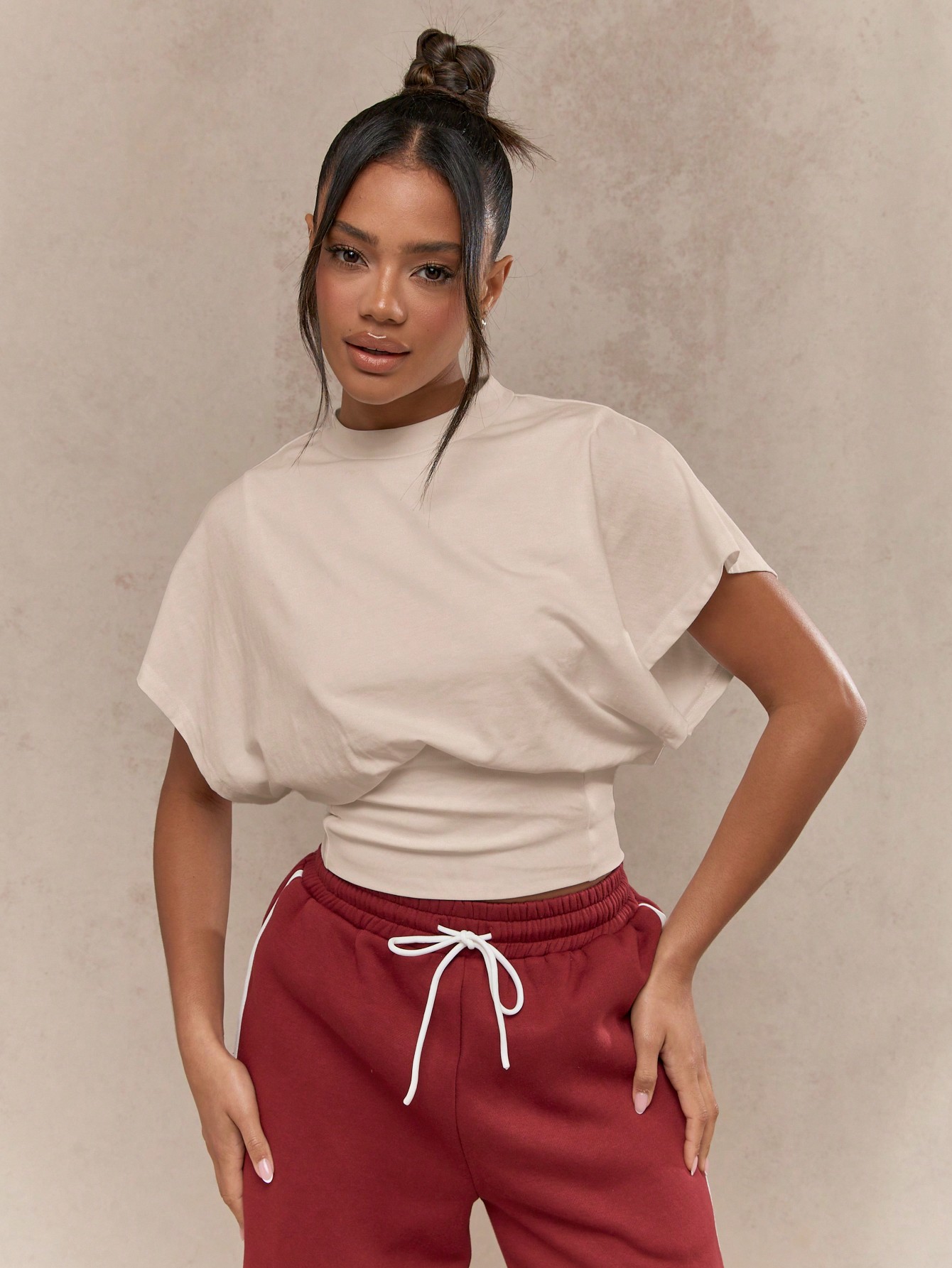 Rave Fitted Waist Dolman Loose Sleeves Top｜MISSGUIDED