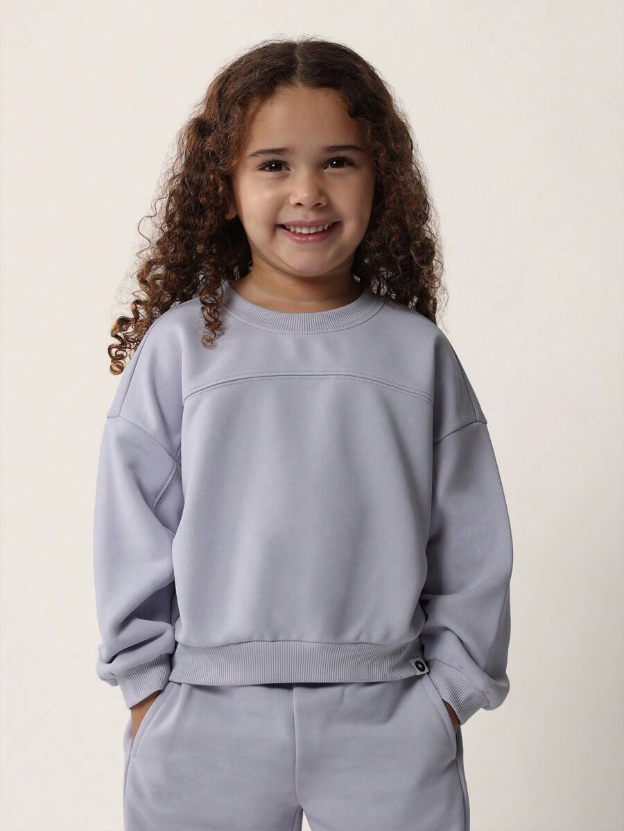 SUMWON Young Girls Soft Crew Neck Sweatshirt And Jogger Seam Detail 2 ...