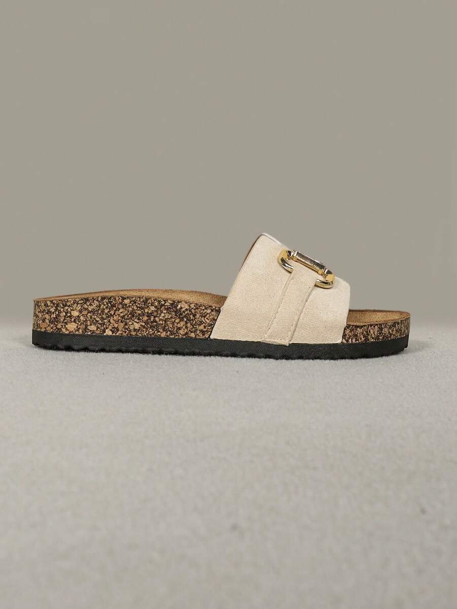 Solecia Tongs plates à boucle métallique abricot pour vacances à la ...