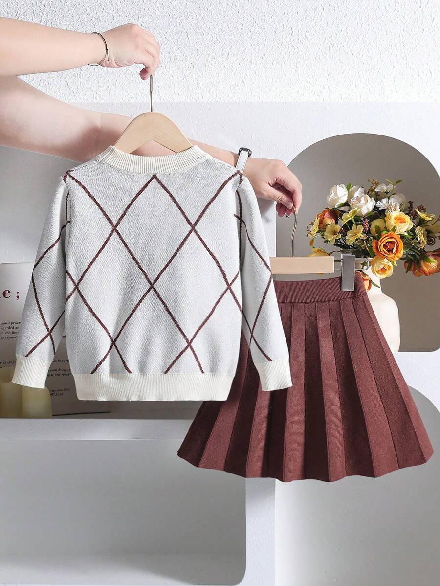 SHEIN Conjuntos de Vestidos de Suéter Doces e Fofos para Meninas Jovens ...