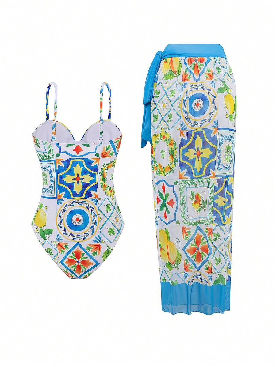 SHEIN Swim Oasis 2pcs/Set Women's High-End One-Piece Swimsuit With ...