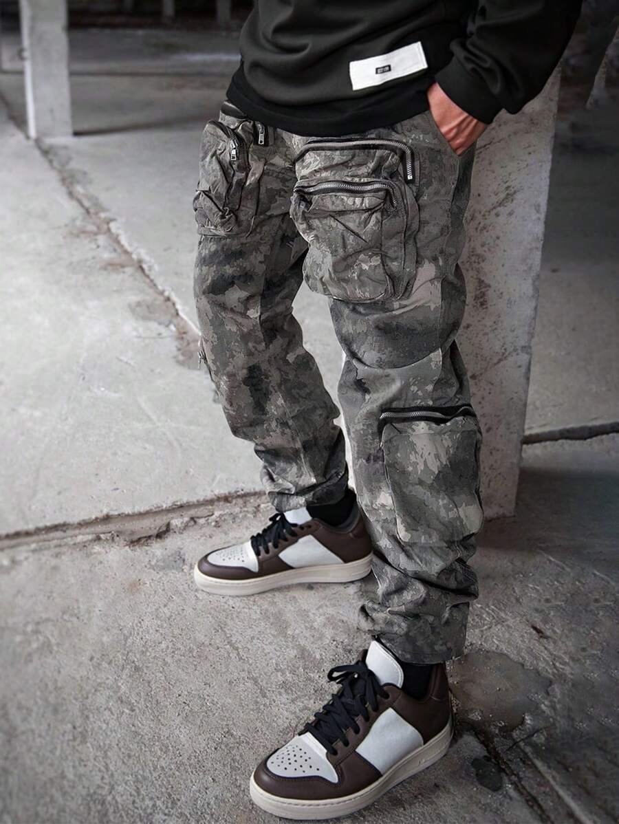 Manfinity LEGND Men Multi-Pocket Zippered 3D Bag Camouflage Army Pants ...