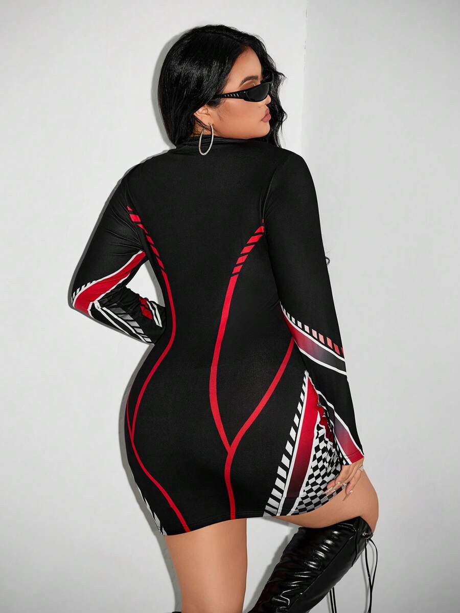 SHEIN ICON Plus Size Women's Super Cool Racing Car Print Long Sleeve ...