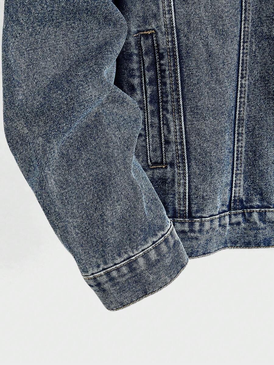 Manfinity Hypemode Men's Dark Blue Denim Loose Distressed Jacket | SHEIN UK