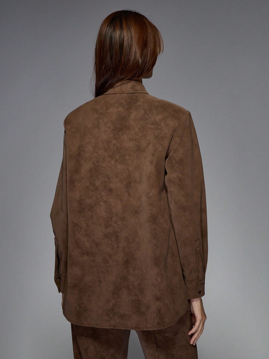 MISSGUIDED Western Washed Suede Oversized Long Western Shirt for Sale ...