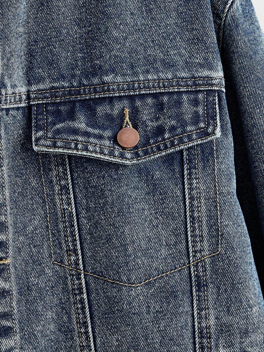 Manfinity Hypemode Men's Dark Blue Denim Loose Distressed Jacket ...