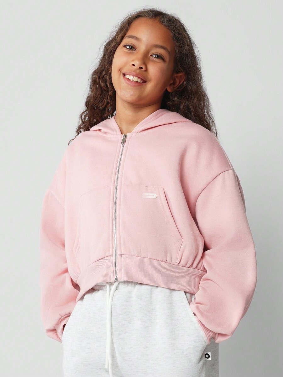 SUMWON Tween Girls Comfy Crop Fit Zip-Up Hoodie | SHEIN USA