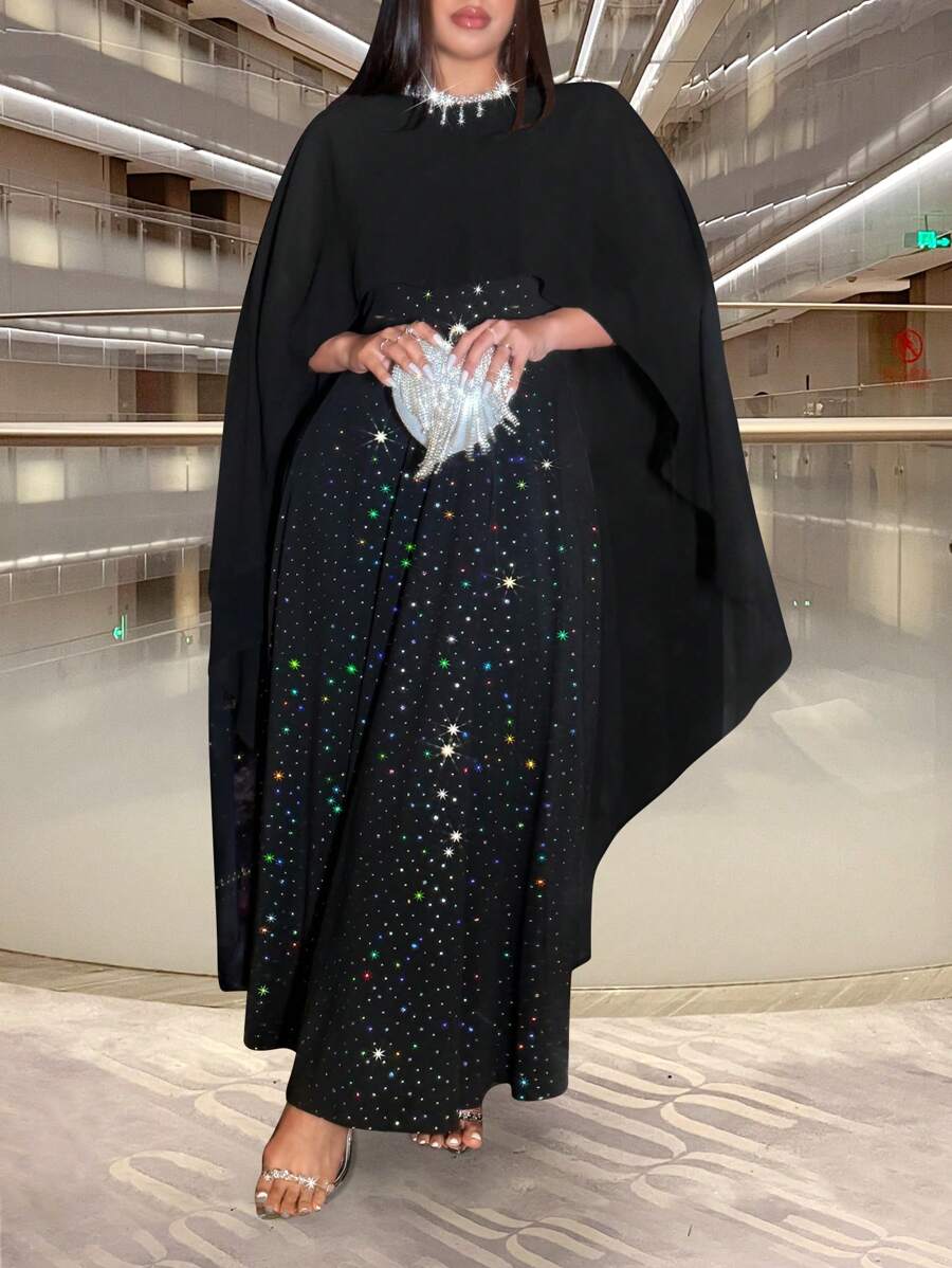 SHEIN BAE Plus Size Elegant Party Cape-Style Sequin Embellished ...
