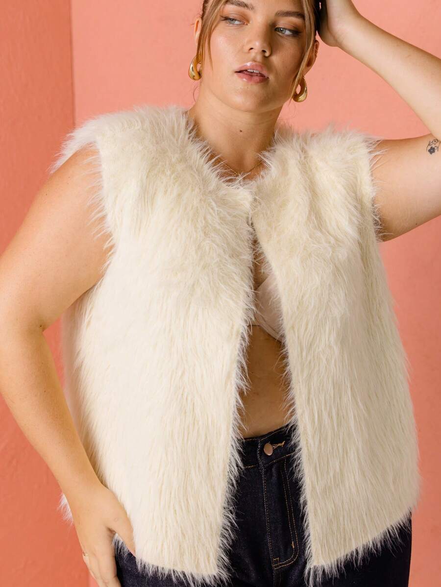 Aralina Curve Shaggy Faux Fur Open Front Vest for Sale Australia| New ...