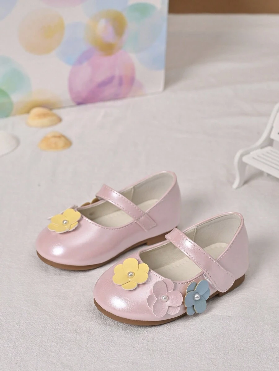 1 Pair Toddler Girls' Sweet & Cute 3 Flower Decor Princess Flats ...