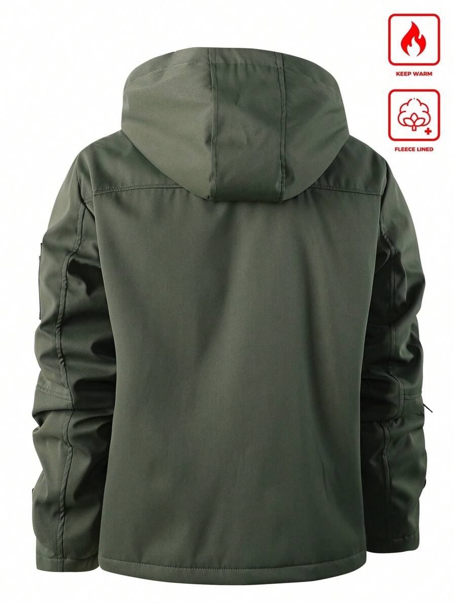 Manfinity Homme Men's Cargo Jacket Outdoor Hooded Jacket With Thermal Lined | SHEIN USA