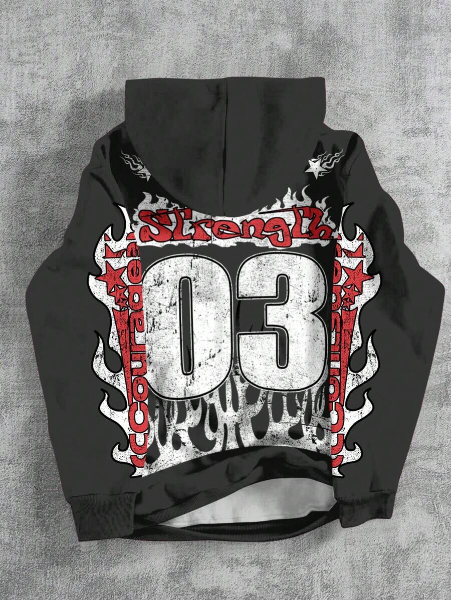 SHEIN Tween Boy Casual Minimalist Numeric 03 Print Loose Comfortable ...