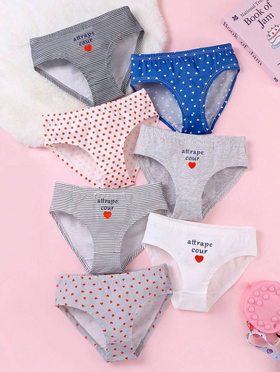 SHEIN Set de 7 piezas de bragas triangulares para niñas preadolescentes ...