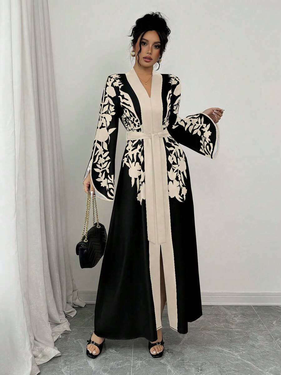 Chiquease Women's Solid Color Panel Long Sleeve Simple Long Dress ...