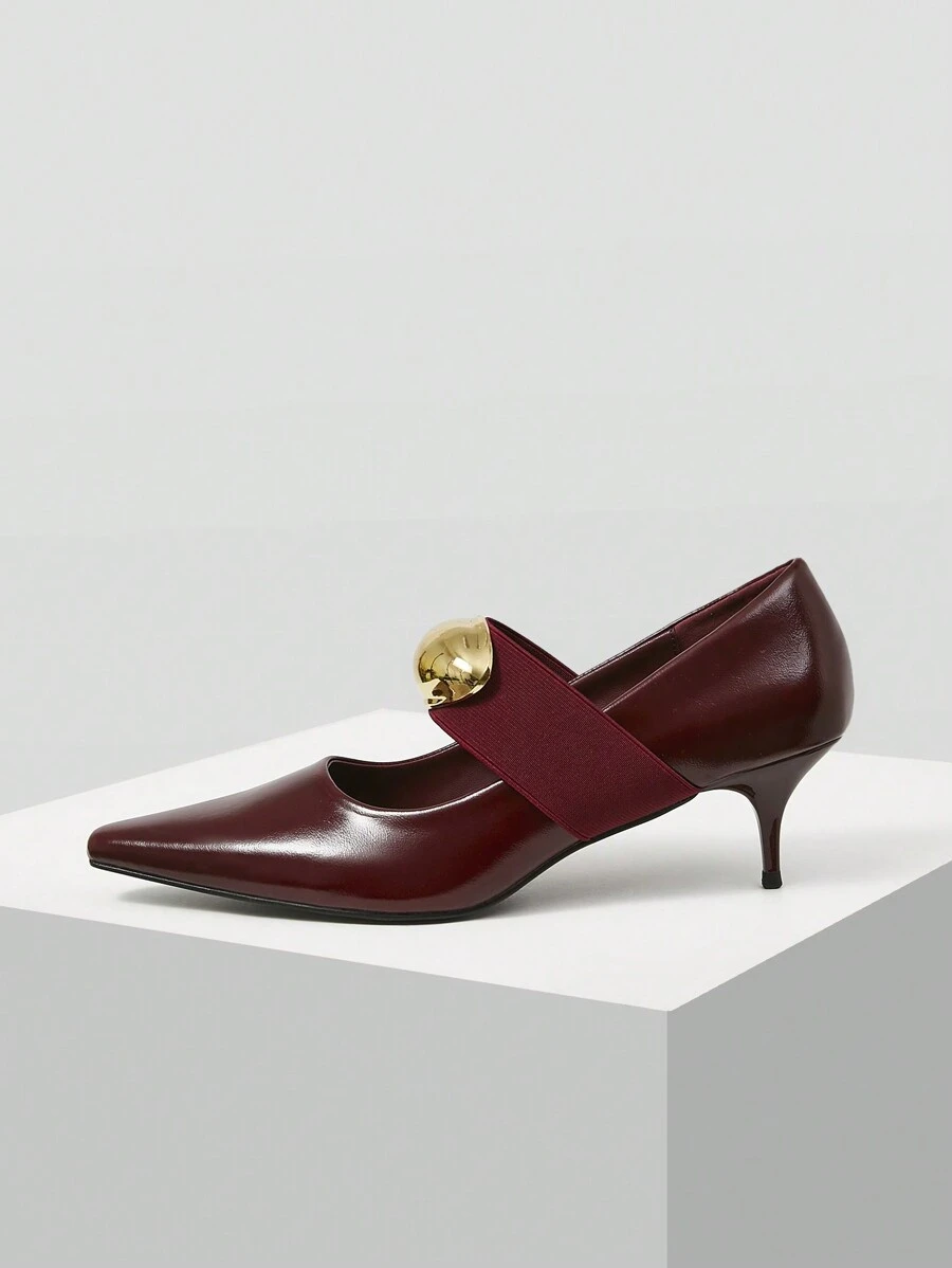 MOTF PREMIUM POINTED TOE METAL DETAIL LOW HEEL WOMEN ELEGANT COMMUTING ...