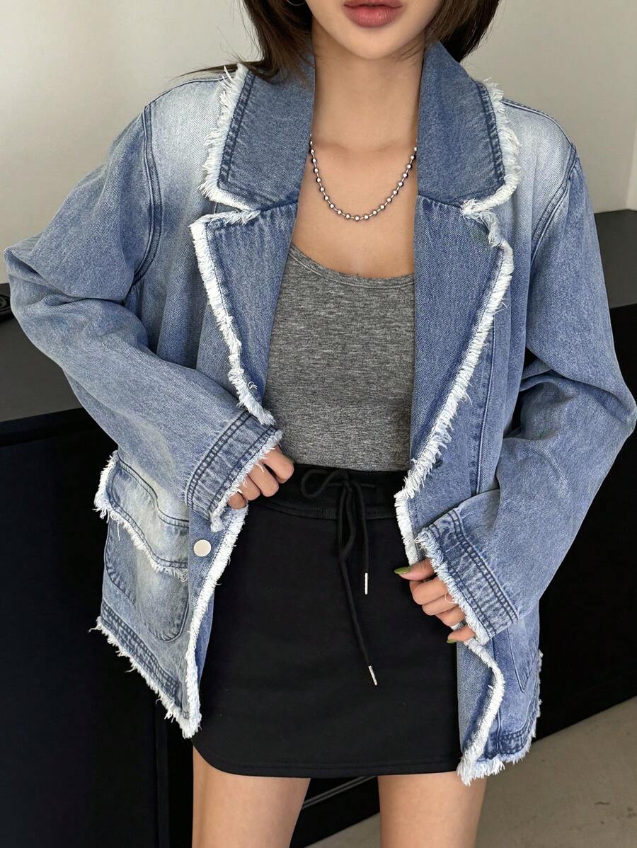 DAZY Dames denim casual en modieuze jas voor dagelijks gebruik ...