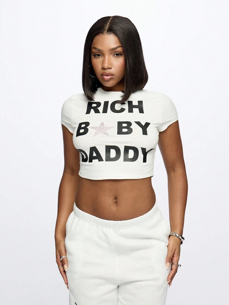 SUMWON WOMEN Street Rich Baby Daddy Graphic Baby Tee | SHEIN USA