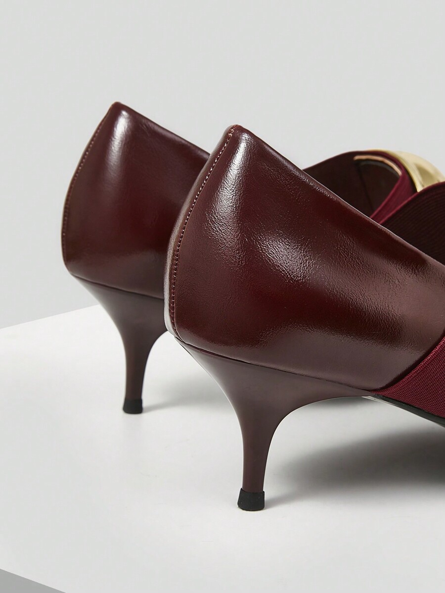 MOTF PREMIUM POINTED TOE METAL DETAIL LOW HEEL WOMEN ELEGANT COMMUTING ...