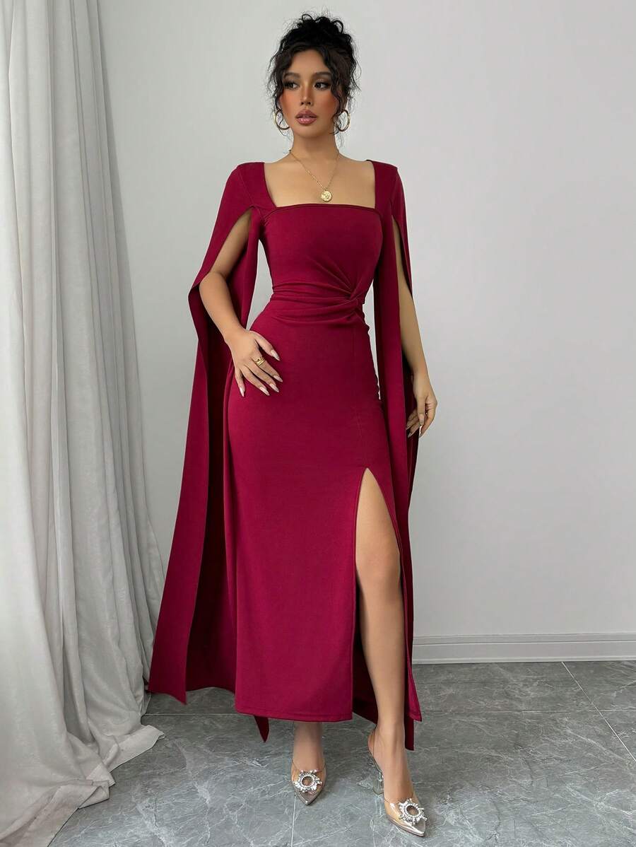 SHEIN Raffinéa Red Sexy Long Sleeve Tight Fit Party Dress, Winter for ...