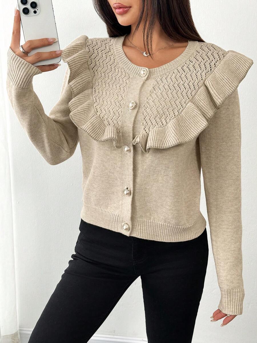 SHEIN Essnce Jersey de mujer con botones de perla y dobladillo con ...