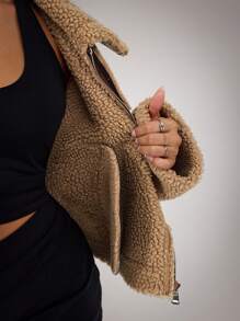 SHEIN BAE Women's Autumn/Winter Faux Plus Fleece Thick Lapel Collar ...