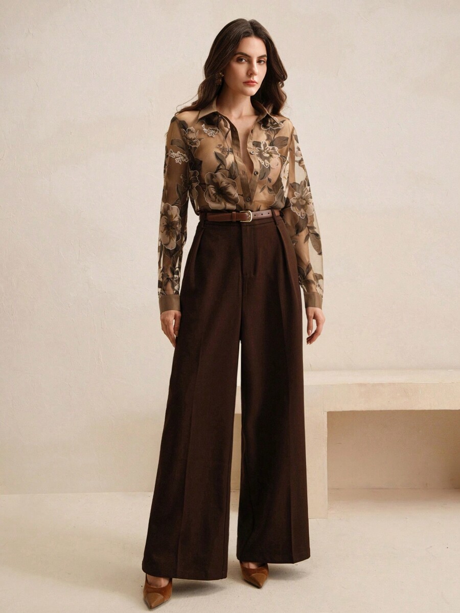 Anewsta Women's Floral Print See-Through Casual Resort Elegant Romantic Blouse, Spring | SHEIN UK