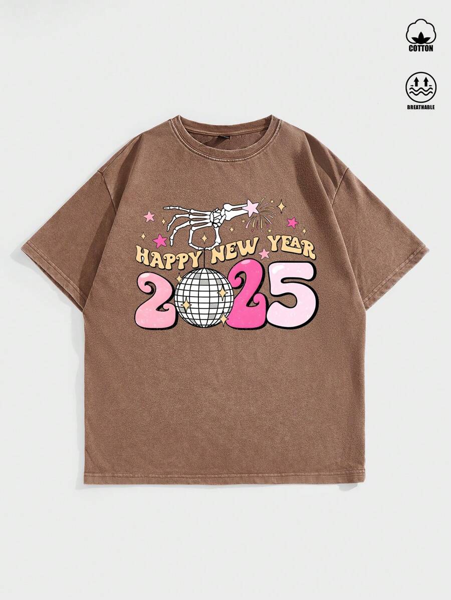 Manfinity EMRG Loose Y2K Streetwear 2025 New Year Skull Hand Flashlight ...