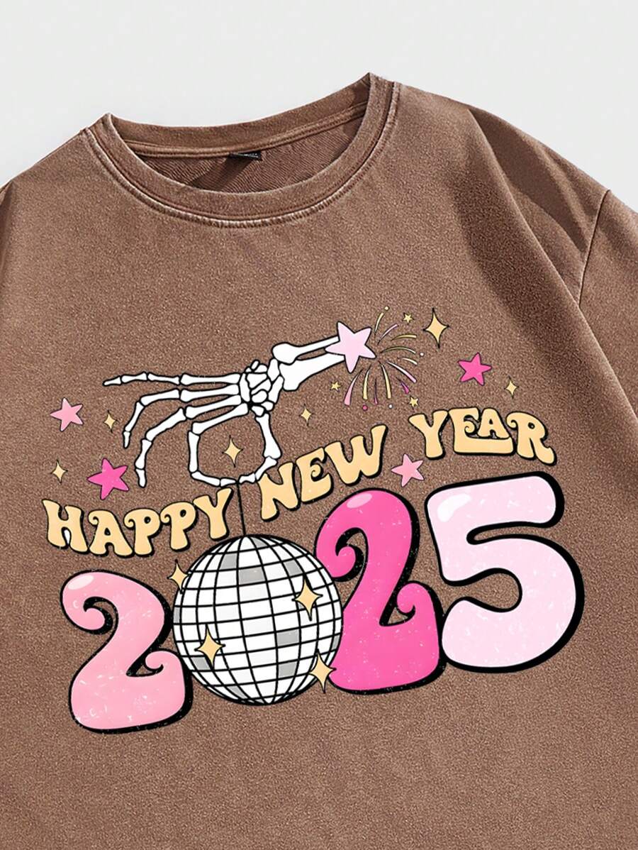 Manfinity EMRG Loose Y2K Streetwear 2025 New Year Skull Hand Flashlight ...