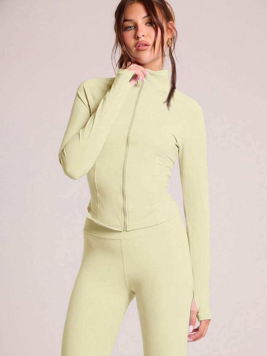 Musera Sport Full Zip Long Sleeve Slinky Thumb Hole Fitted Top Jacket ...