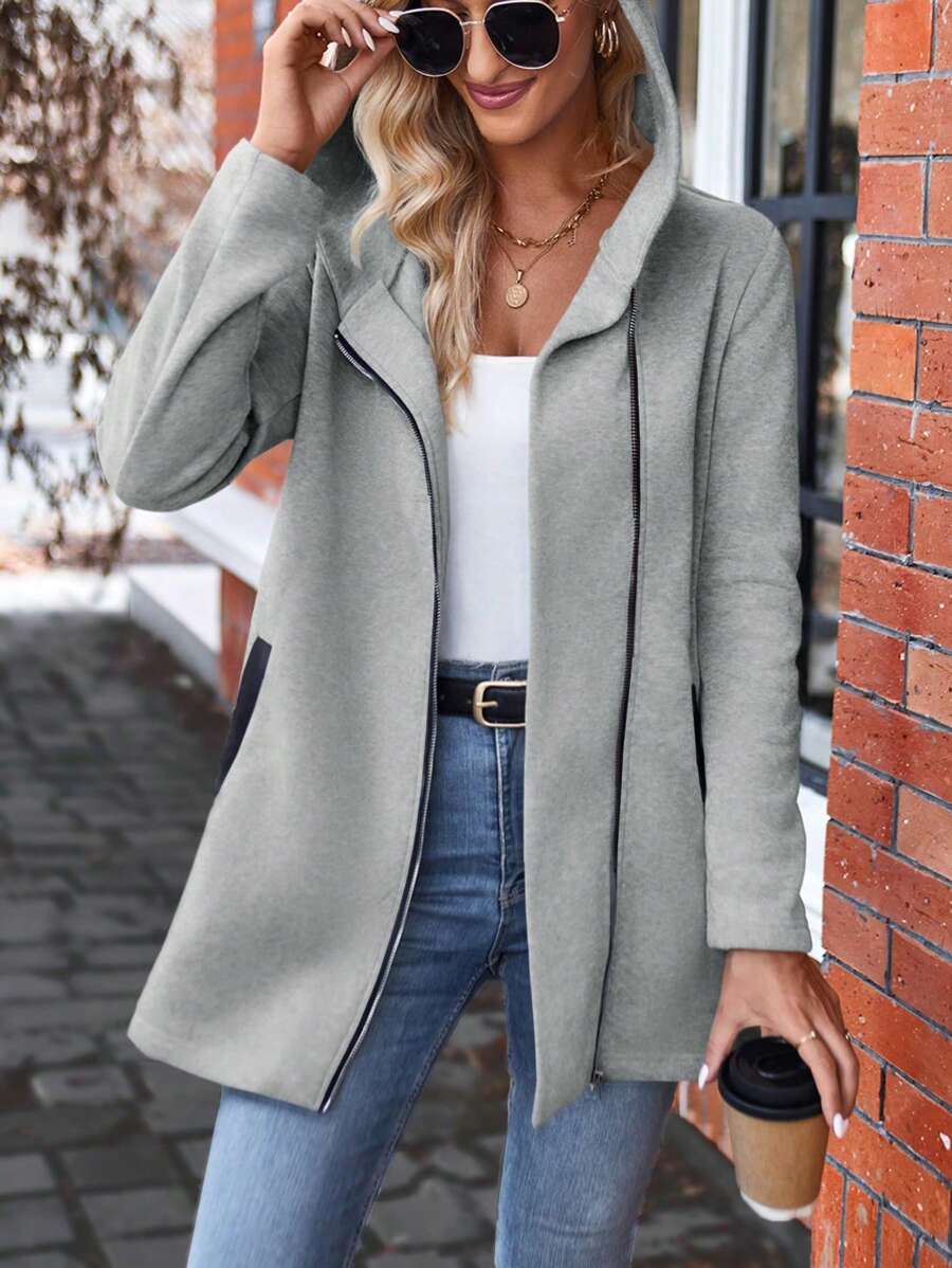 SHEIN LUNE Zip Up Hooded Coat | SHEIN USA