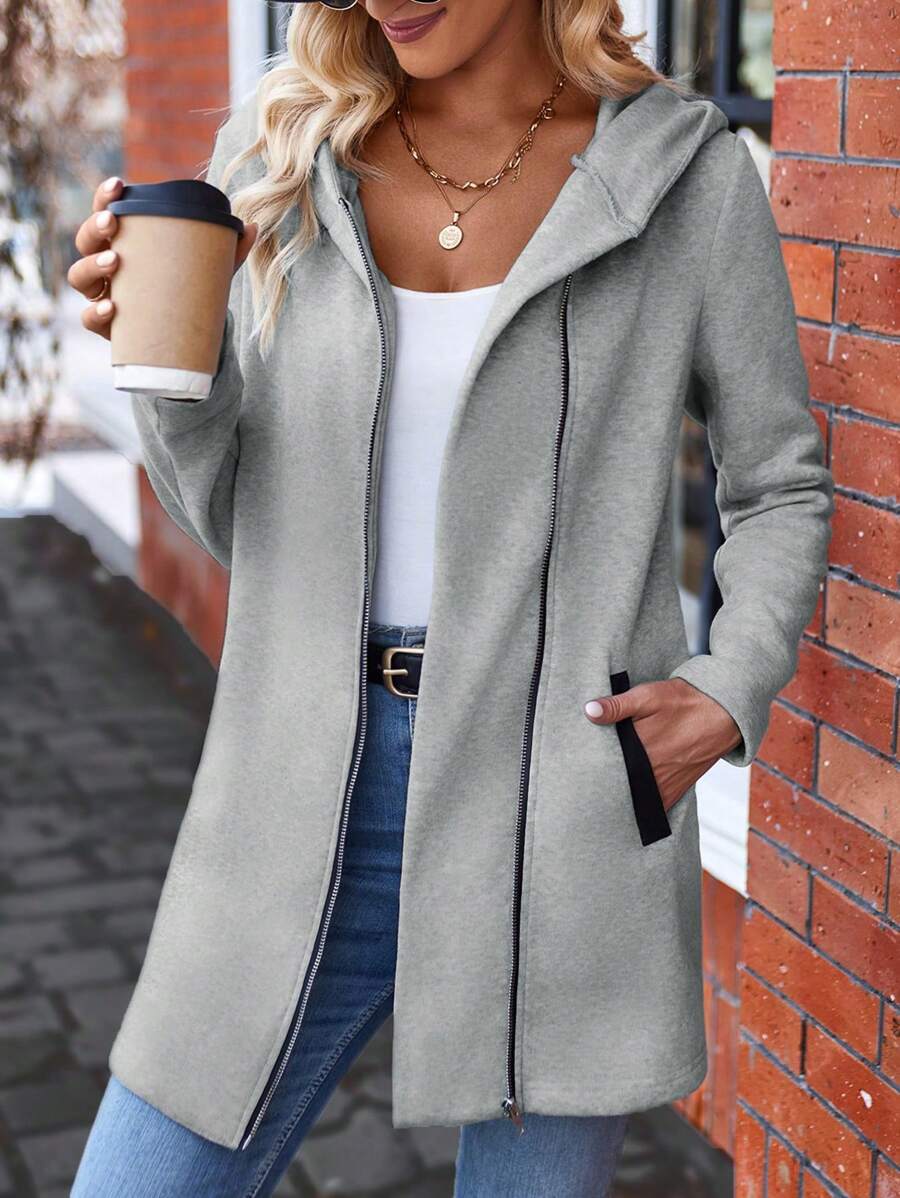 SHEIN LUNE Zip Up Hooded Coat | SHEIN USA