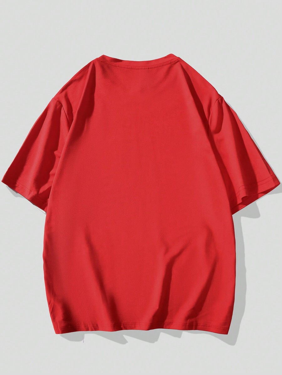 Manfinity Homme Plus Size Men Santa Claus Print Round Neck Short Sleeve