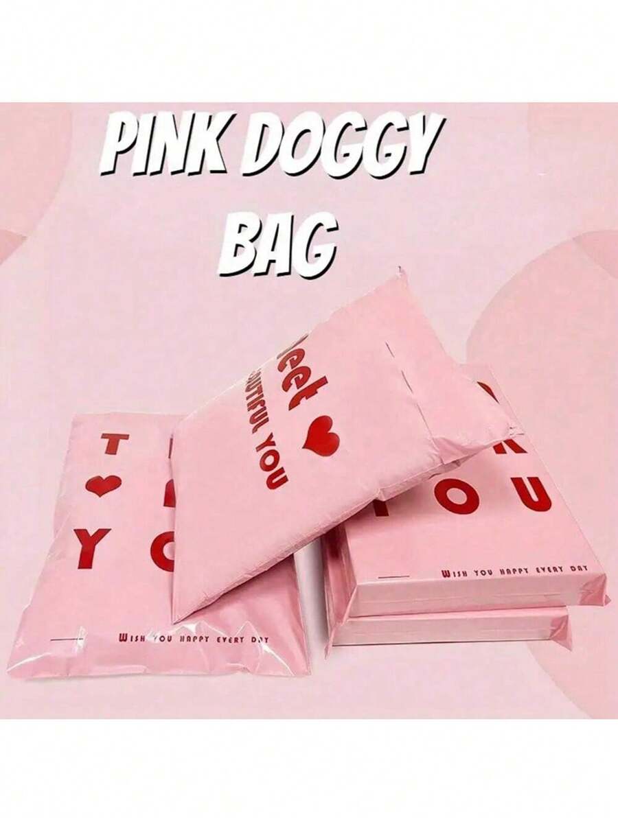 50PCS Pink Thickened Waterproof Courier Bags, British Double Sided ...