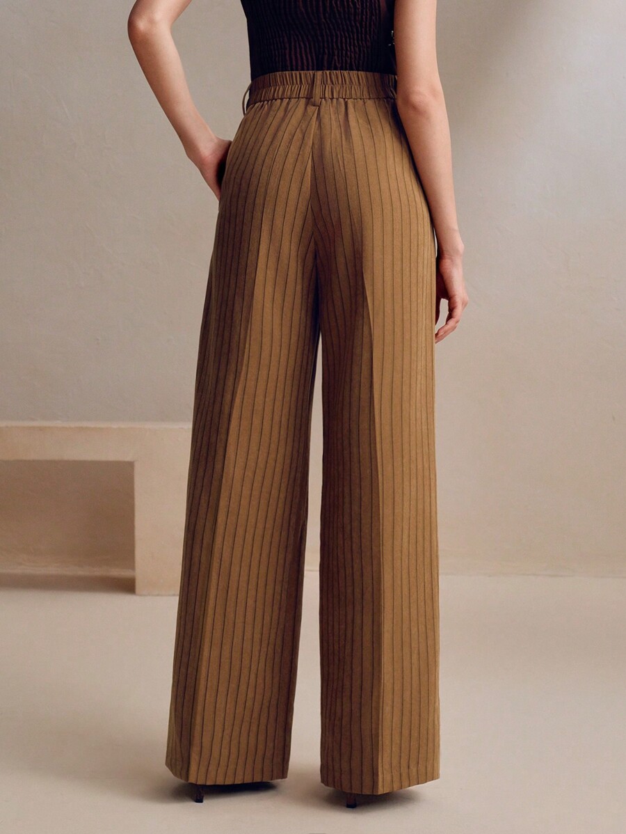 Anewsta Elaire Maillard Old Money Retro Modern Commuting Ladies Striped Suit Pants New Years ...