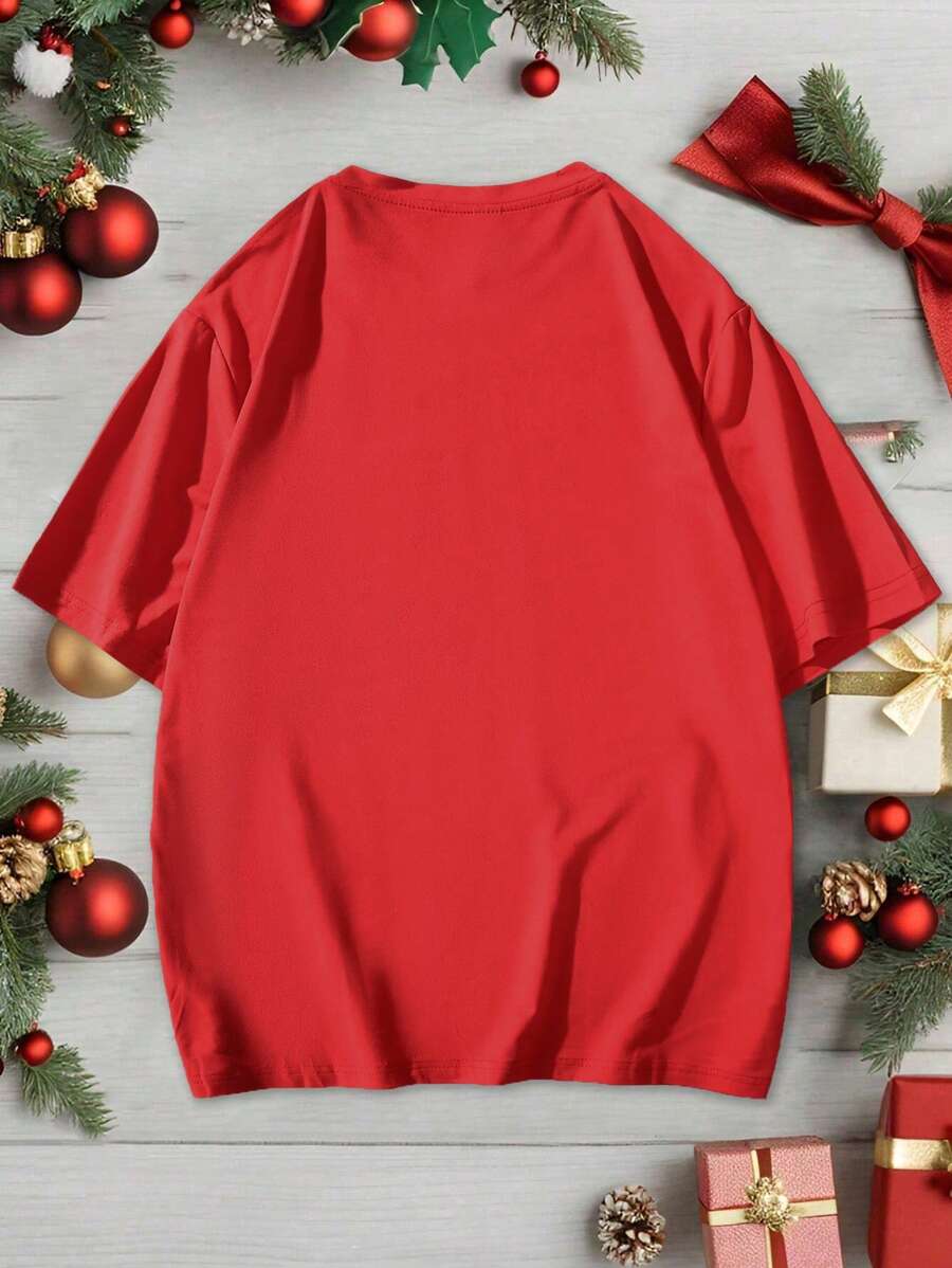 Manfinity Homme Plus Size Men Santa Claus Print Round Neck Short Sleeve