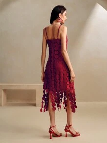 Anewsta Knitted Sling Women's Soluble Lace Angora Short Dress, Red ...