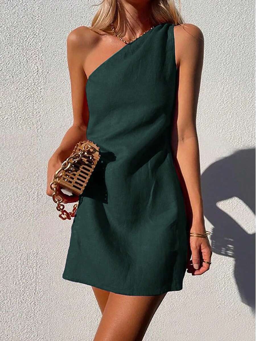 INAWLY Women Solid Color Sleeveless Fashion Mini Dress Fall Cloth For ...