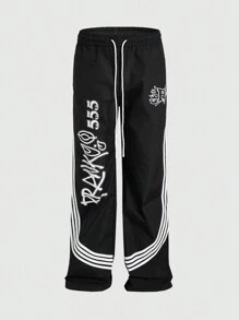 ROMWE MEN Street Life Pantalones holgados y sueltos con tira elástica a ...