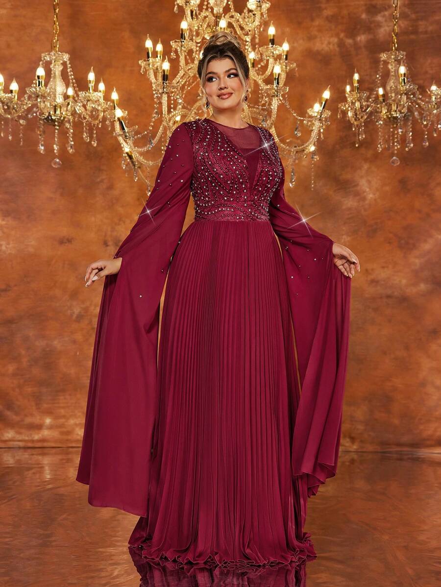 SHEIN Belle Plus Size Elegant & Luxurious Navy Blue Sequin & Bead ...