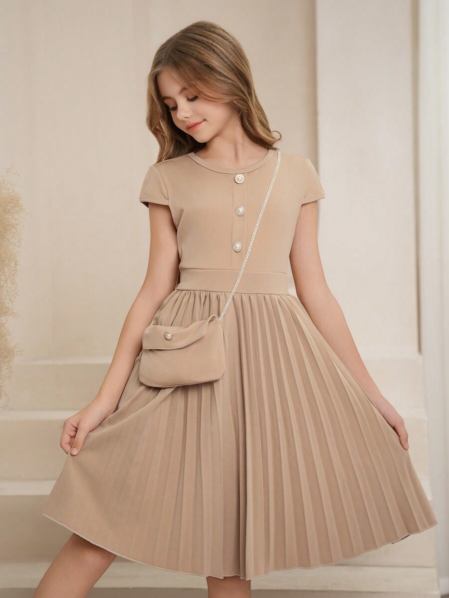 SHEIN Robe plissée ajustée sans manches avec demi-manches pour pré ...