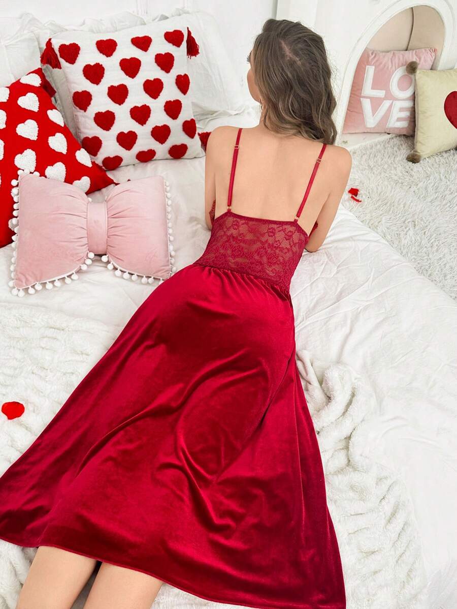 Chinese Style Mandarin Collar Plunge Neckline Sexy Sheer Lace & Velvet ...