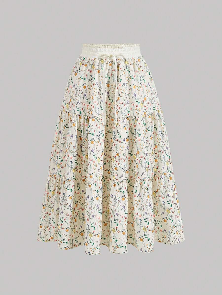 SHEIN MOD Vintage Floral 2 Piece Set With Ruffle Trim Camisole And ...