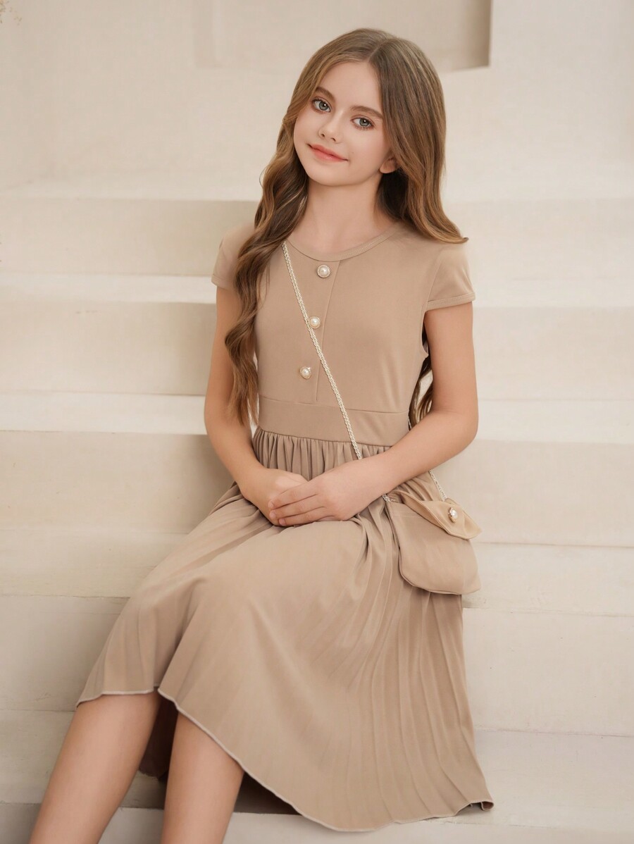 SHEIN Robe plissée ajustée sans manches avec demi-manches pour pré ...