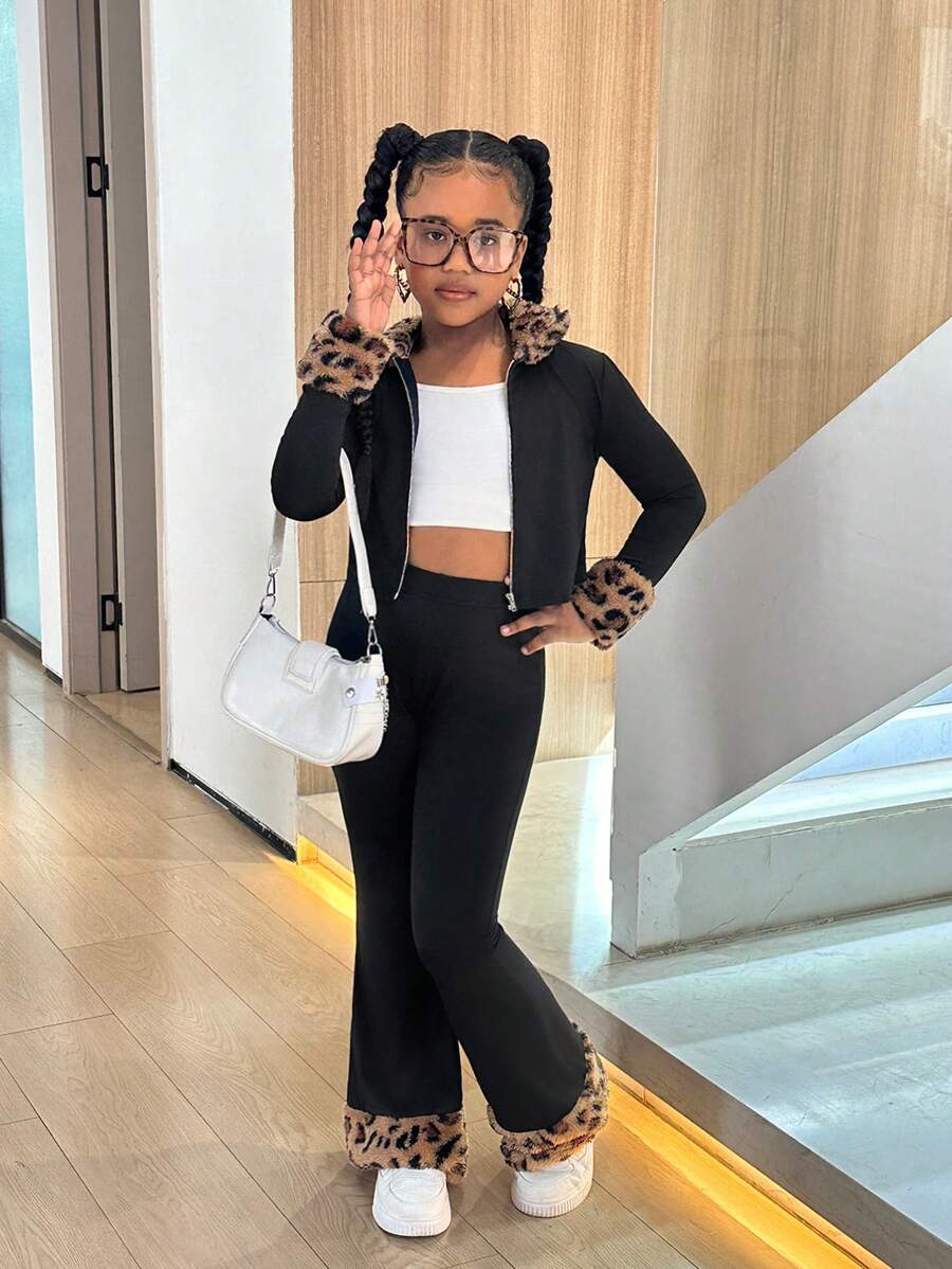 SHEIN Ensemble 2 pièces fille préado avec Top en tricot unicolore et ...