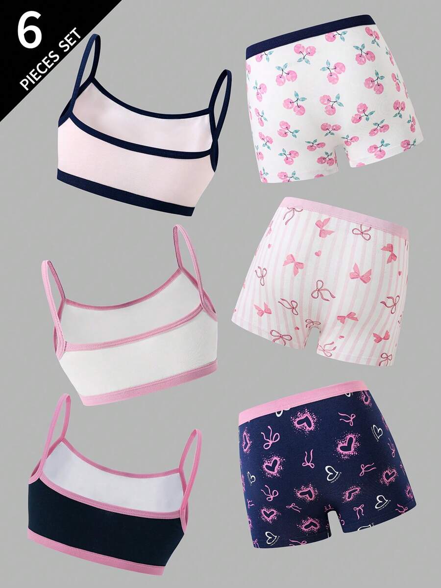 3 Conjuntos/Lote Conjunto de Sutiã e Calcinha para Meninas com Estampa ...